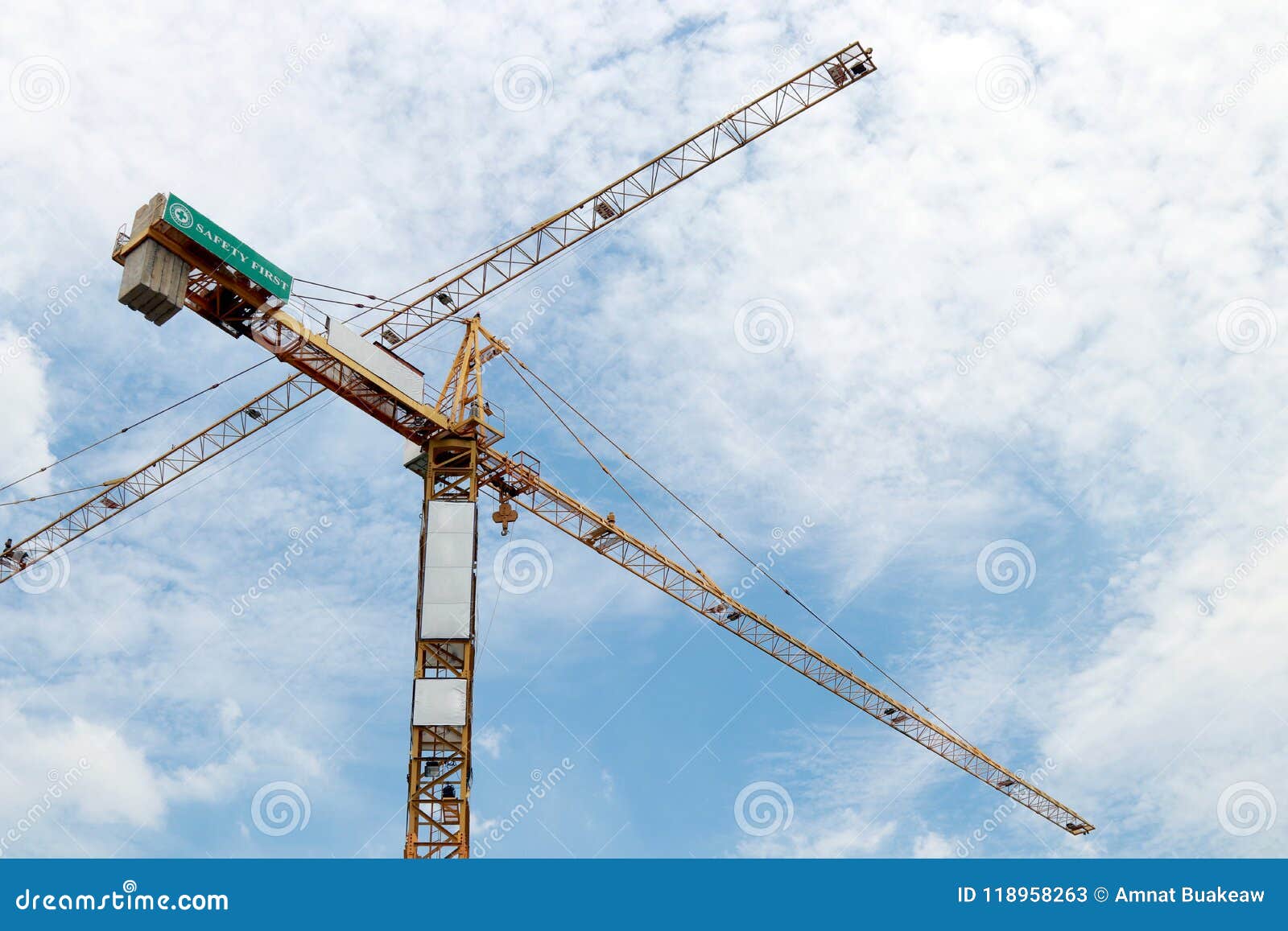 Crane Hoisting Truck Construction Stock Image - Image of frame, handler ...