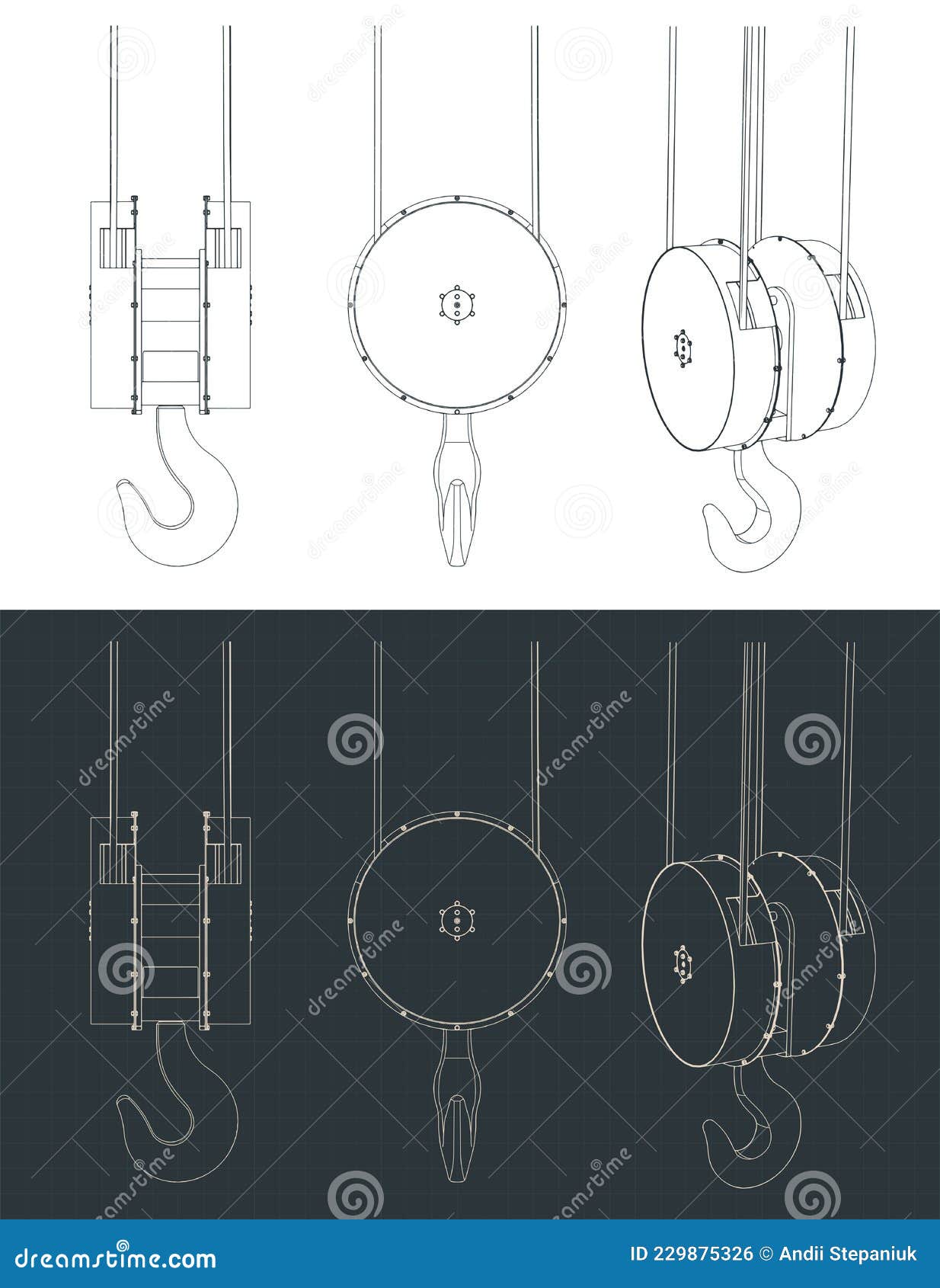Crane hook blueprints stock vector. Illustration of construction ...