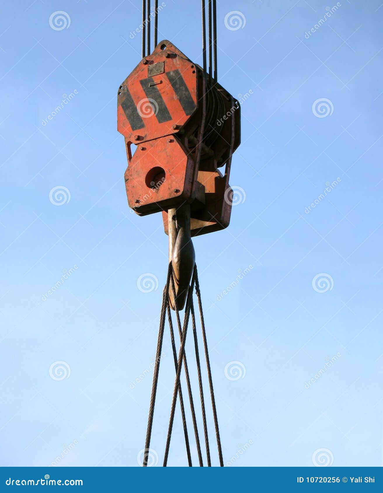 Crane Hook and Cables stock photo. Image of stripes, tool - 10720256