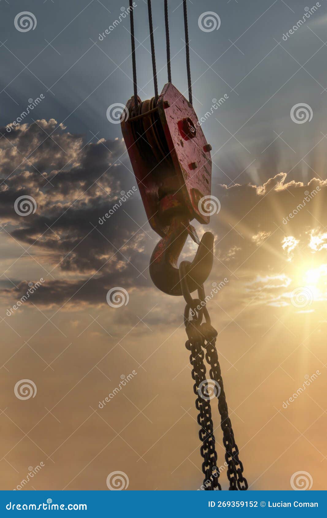 Crane Hook with a Chain Lifting Weights Stock Photo - Image of hoist ...