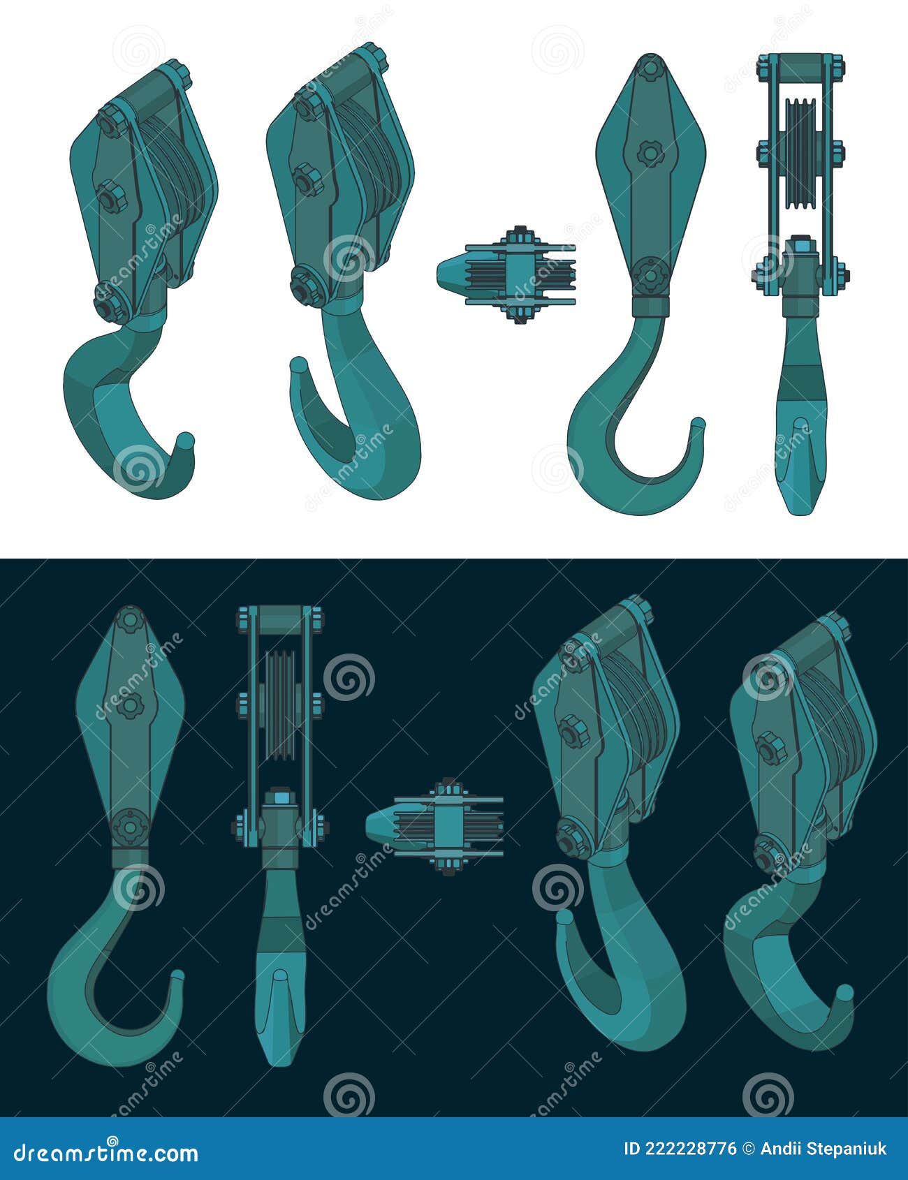 Crane Hook Color Blueprints Stock Vector - Illustration of development ...