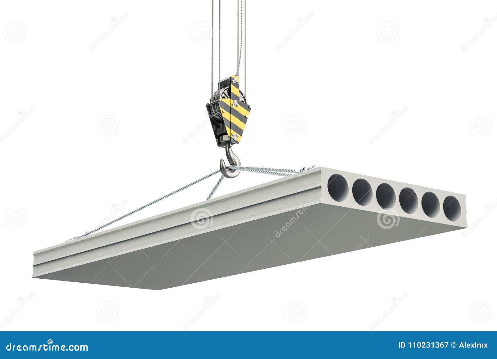Crane Hook with Concrete Slab. 3D Rendering Stock Illustration ...