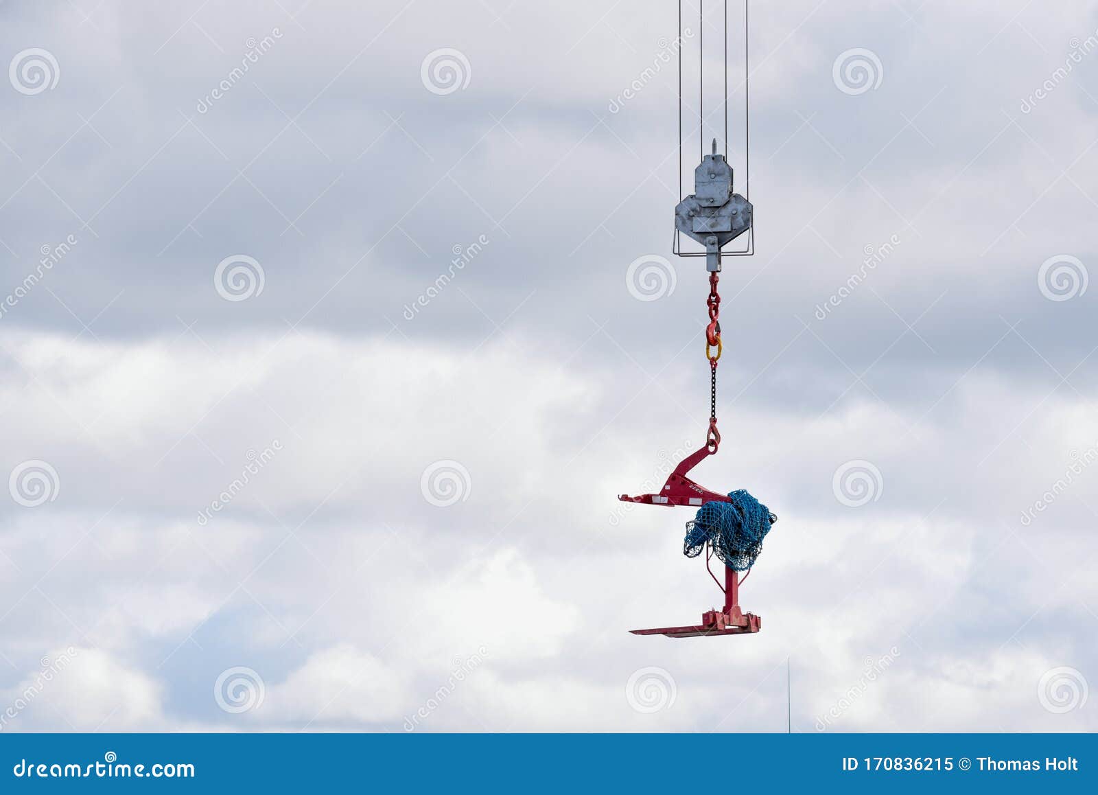 Crane Hook Hanging Over an Empty Sky Suspended in Mid Air Stock Image ...