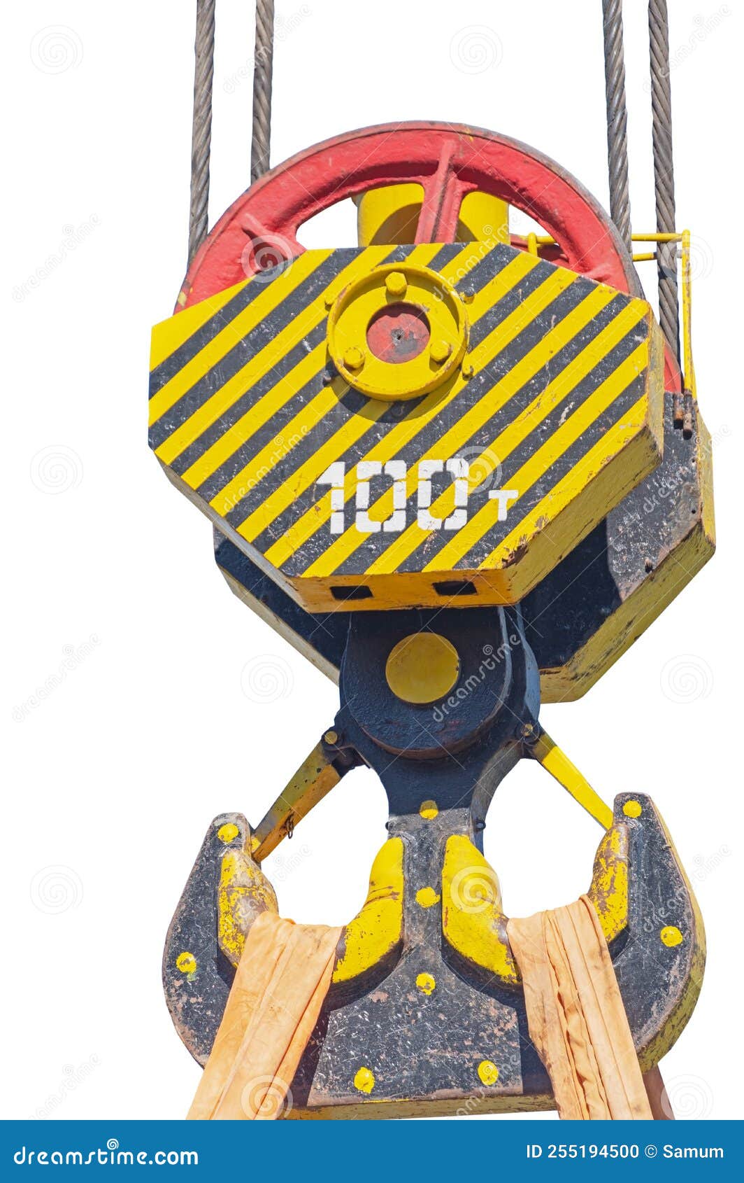 Crane Hook Hanging on Steel Ropes on a White Stock Photo - Image of ...