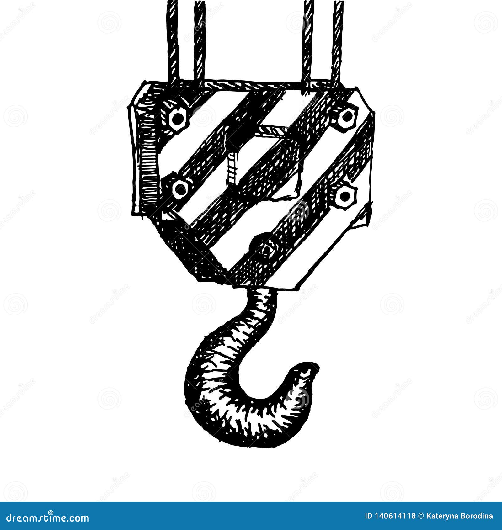 Crane Hook Illustration Hand Drawn Isolated on White Stock Vector ...