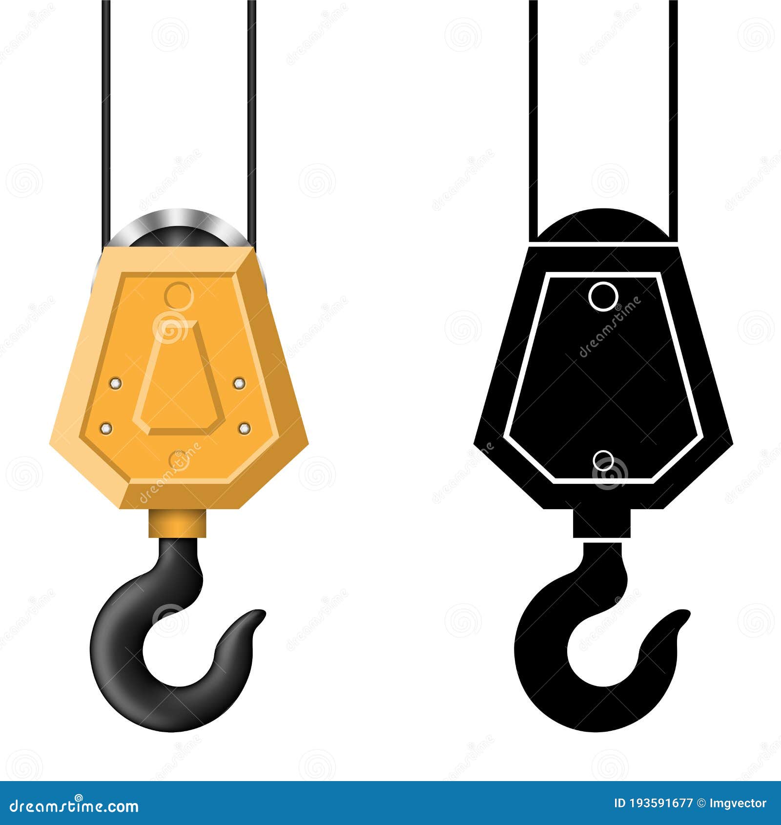 Crane Hook Isolated on White Background Realistic Vector Illustration ...