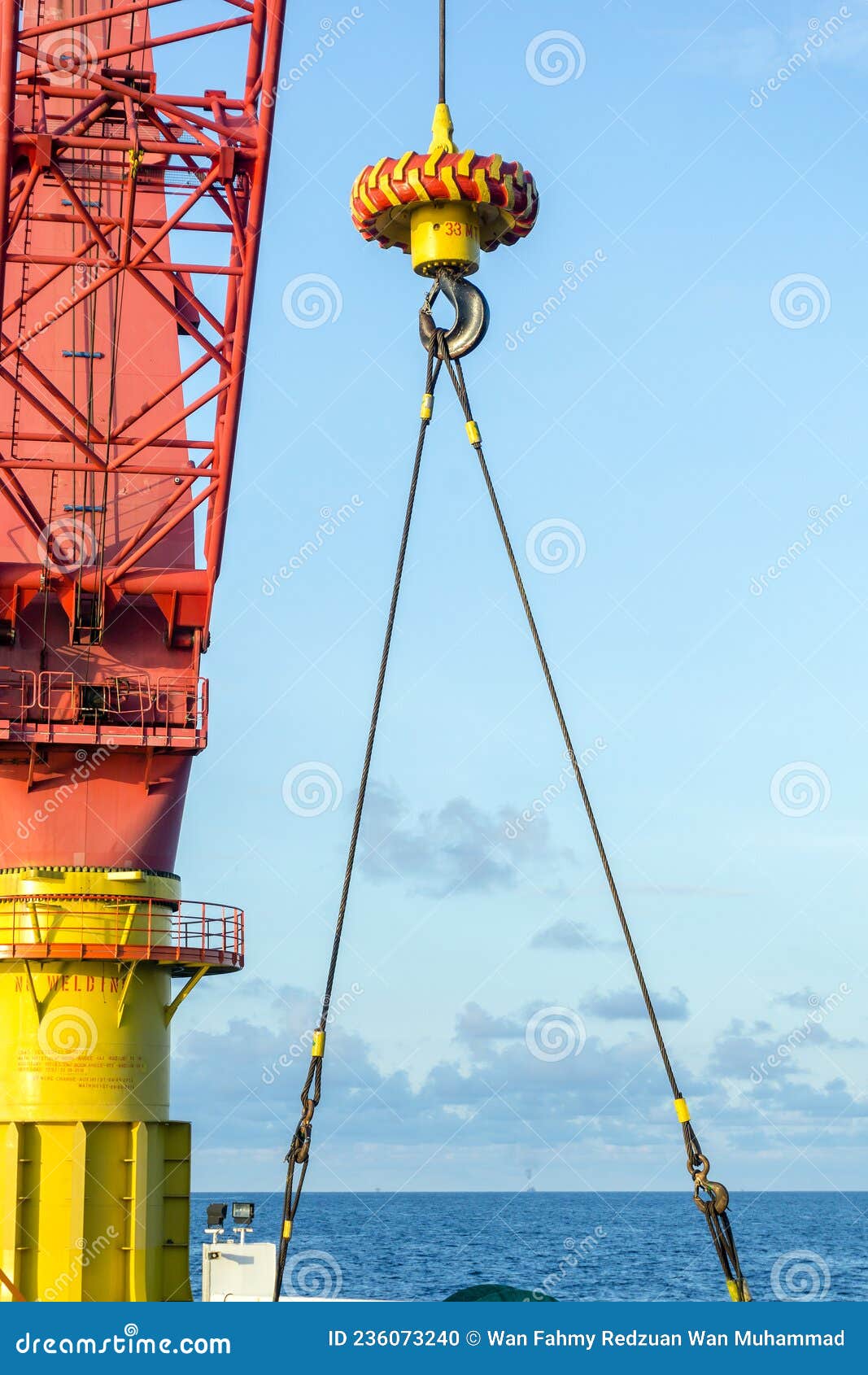 A Crane Hook Lifting an Anchor Using 2 Point Bridal Sling Stock Photo ...