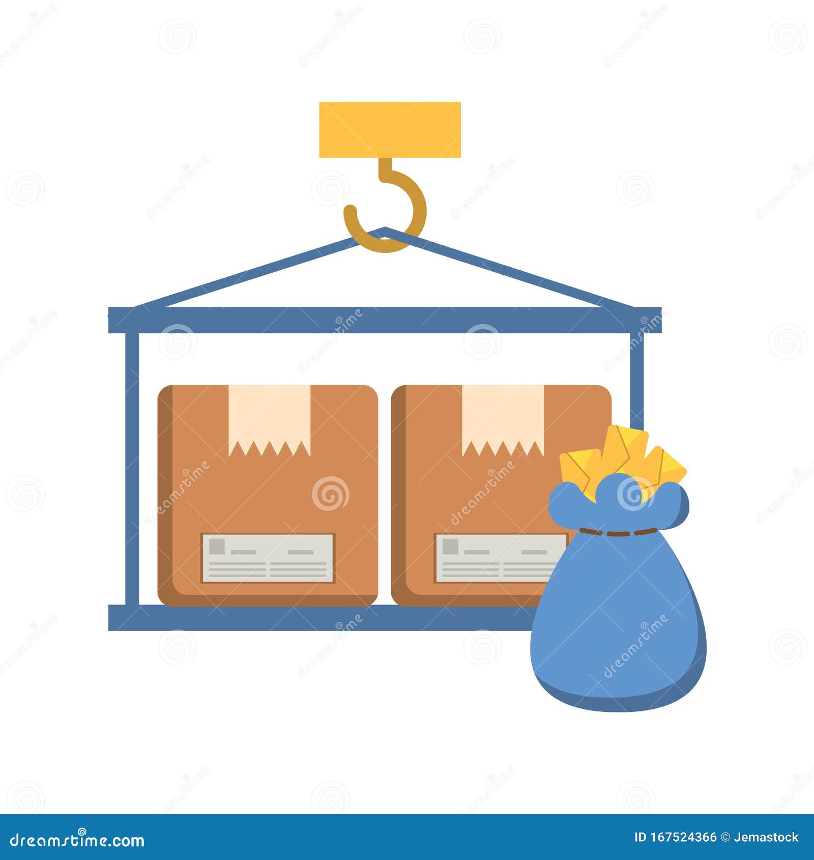 Crane Hook Lifting Boxes Cartons Stock Vector - Illustration of carton ...