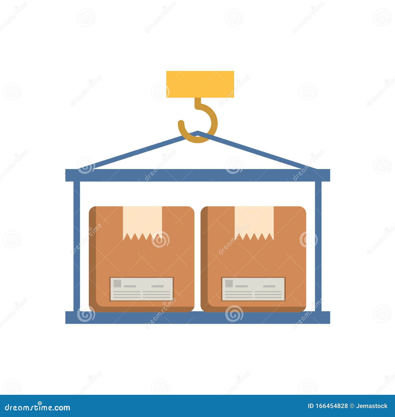 Crane Hook Lifting Boxes Cartons Stock Vector - Illustration of ...
