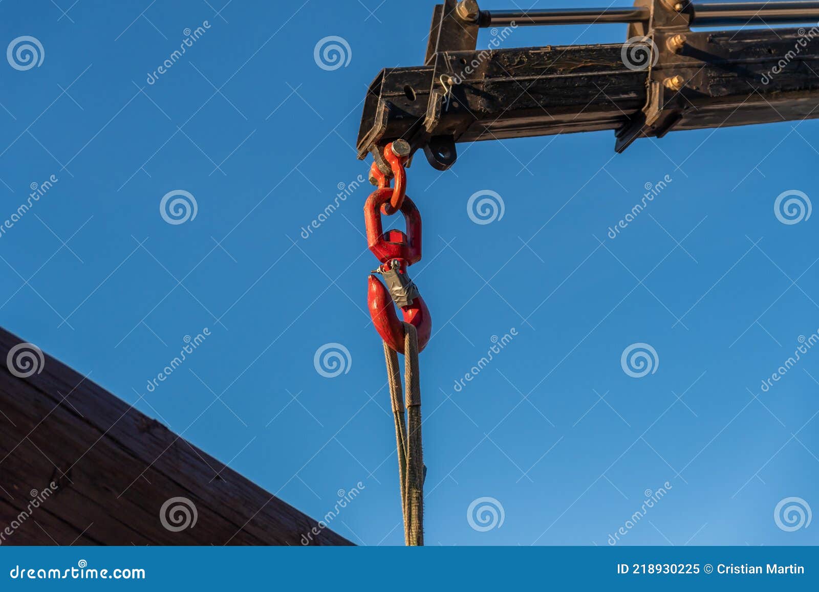 Crane Hook Lifting Large Log Stock Image - Image of hook, industry ...