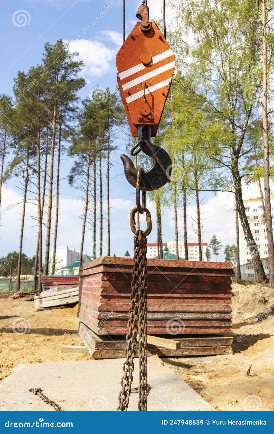 Crane Hook for Lifting Loads. Lifting Device for Stacking Cargo Stock ...