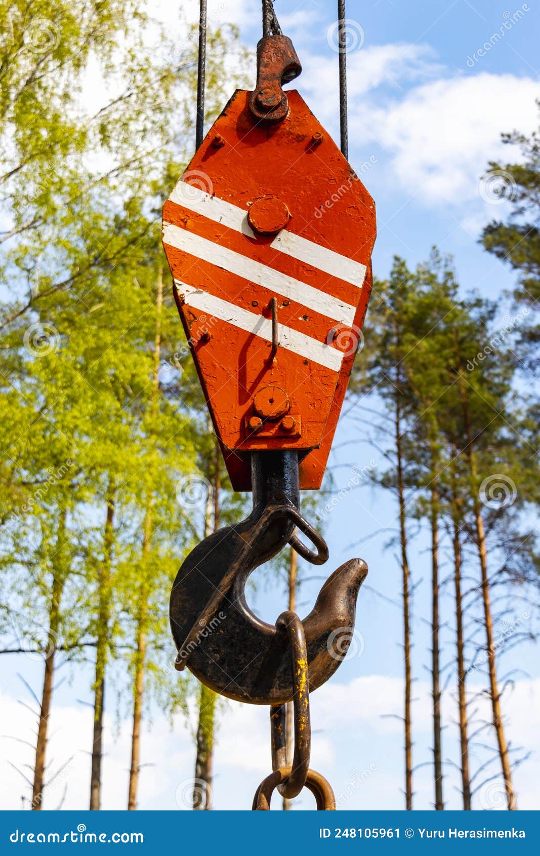 Crane Hook for Lifting Loads. Lifting Device for Stacking Cargo Stock ...