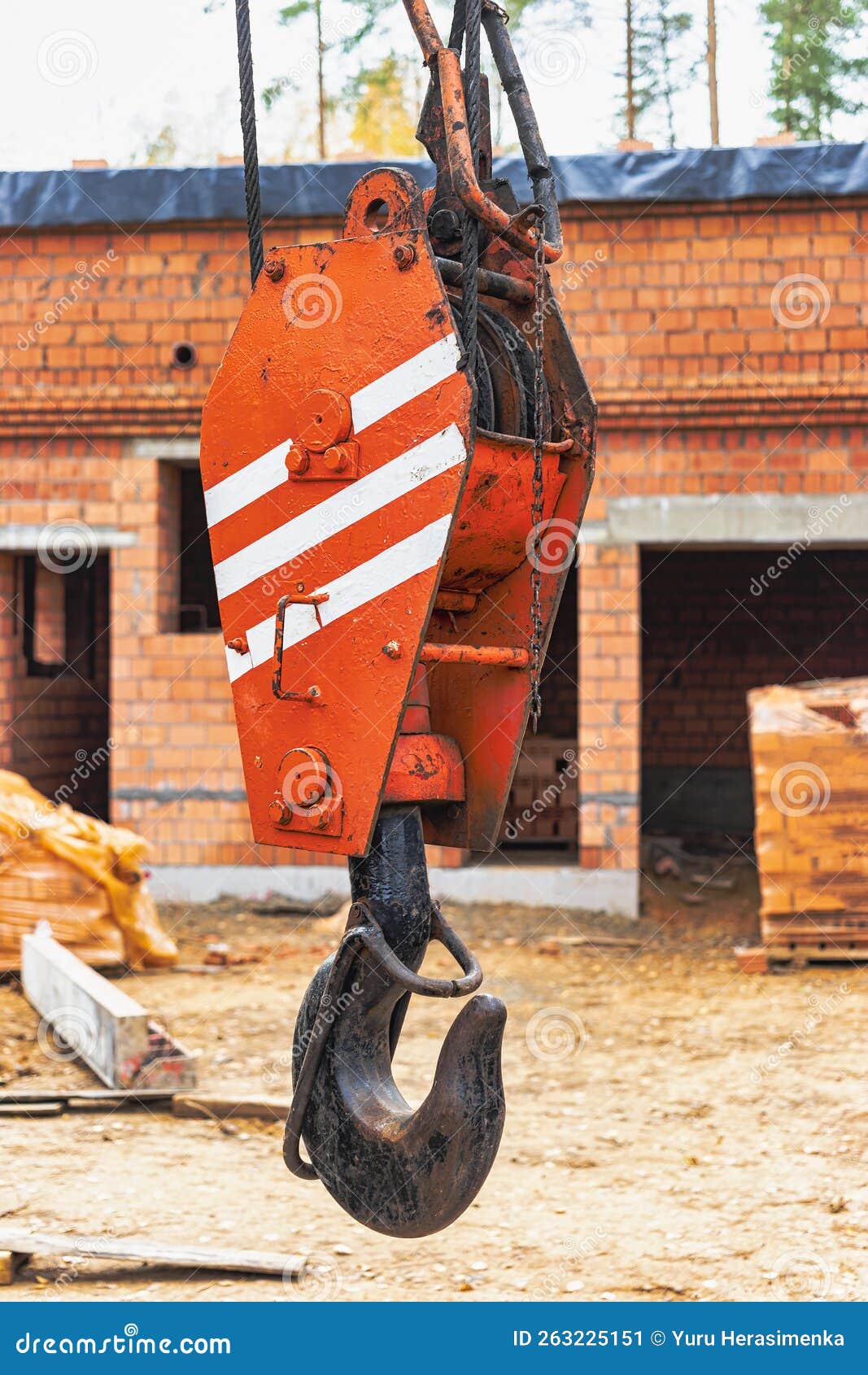 Crane Hook for Lifting Loads. Lifting Device for Stacking Cargo Stock ...