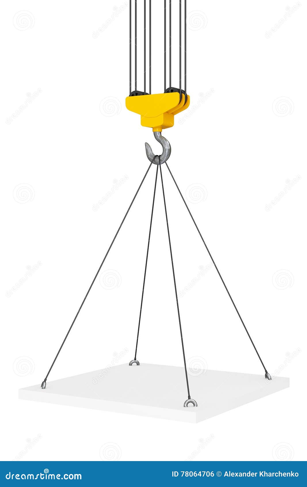 Crane Hook Lifts the Platform. 3d Rendering Stock Illustration ...