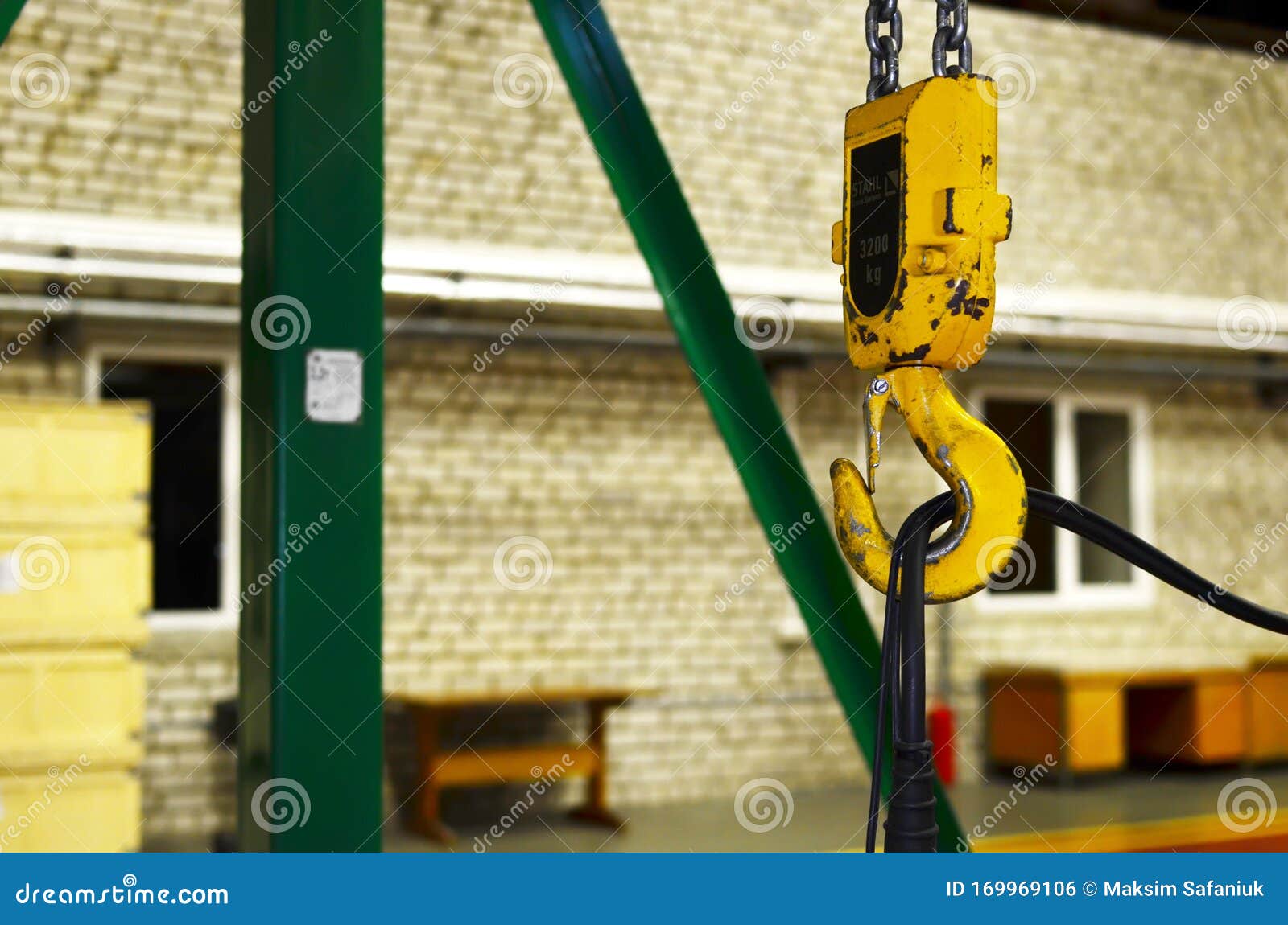 Crane Hook of the Overhead Crane in the Workshop of an Industrial Plant ...