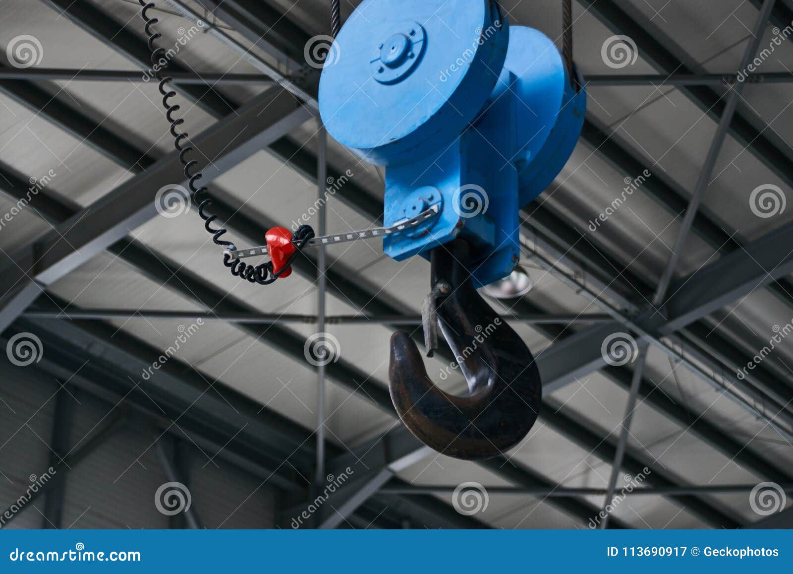 Crane Hook for Overhead Crane in Factory, Close-up. Stock Image - Image ...