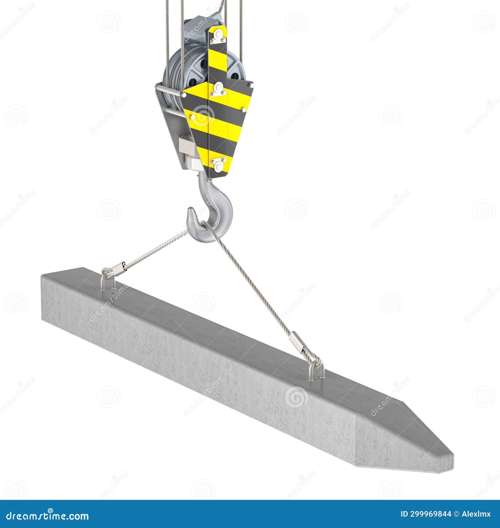 Crane Hook with Pile for Deep Foundation. 3D Rendering Stock ...
