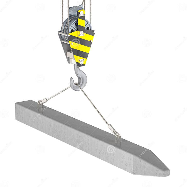 Crane Hook with Pile for Deep Foundation. 3D Rendering Stock ...