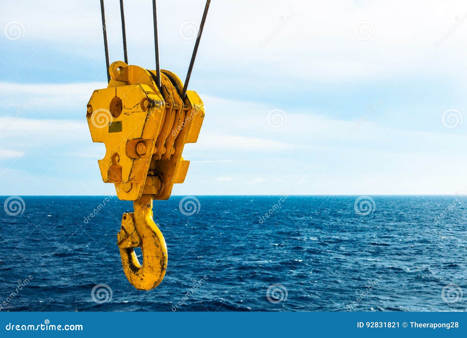 Crane Hook in the Sea with Sky and Clouds Background on Offshore Stock ...