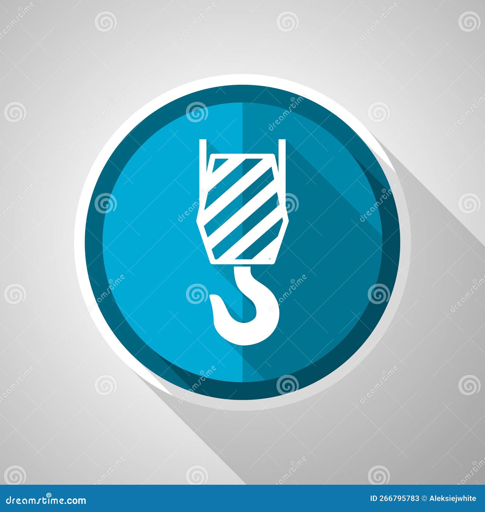 Crane Hook Symbol, Flat Design Vector Blue Icon with Long Shadow Stock ...
