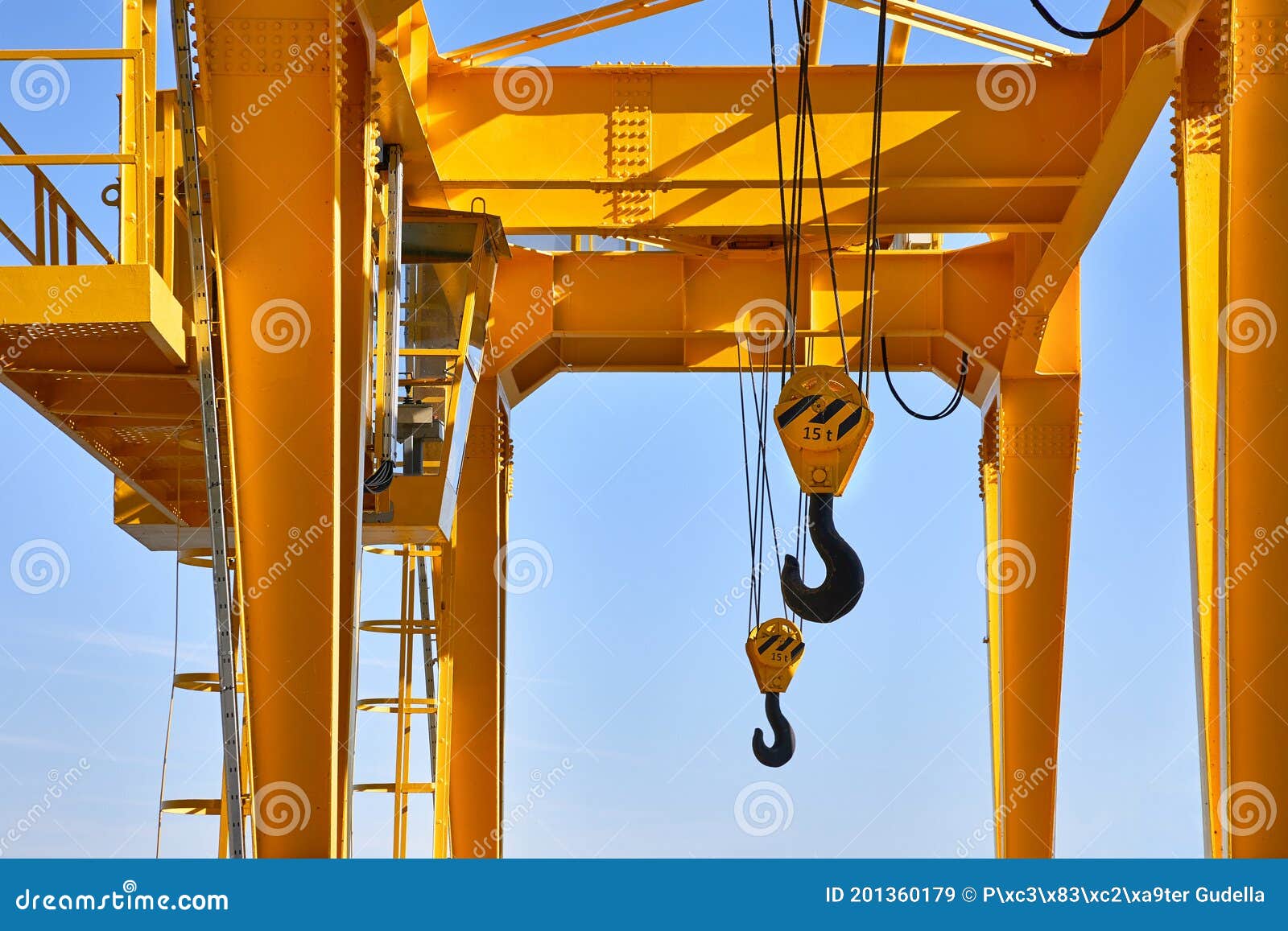 Crane with hooks hanging stock image. Image of hold - 201360179