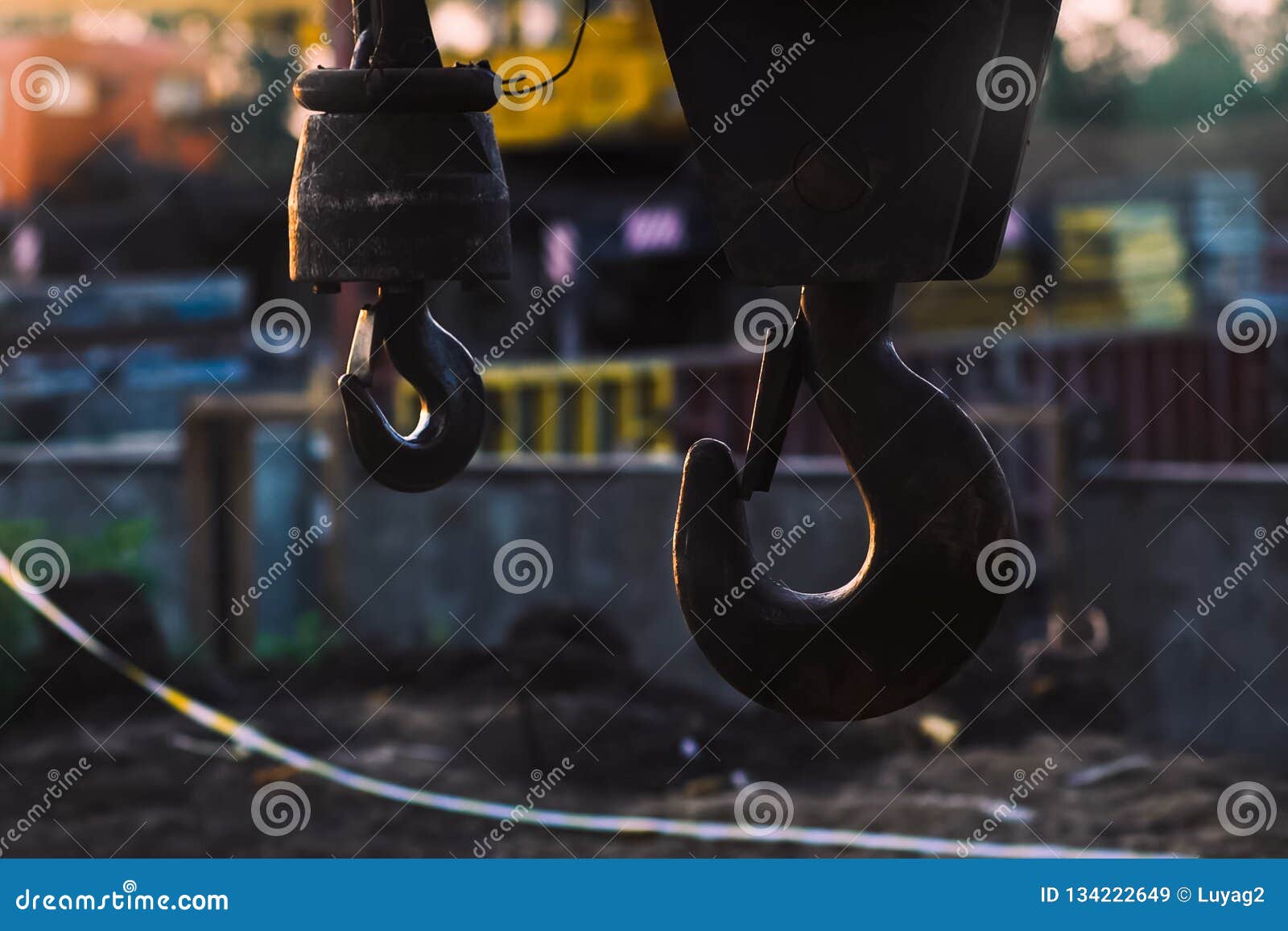 Crane Hooks. Loading Mechanisms Stock Image - Image of hooks, chain ...