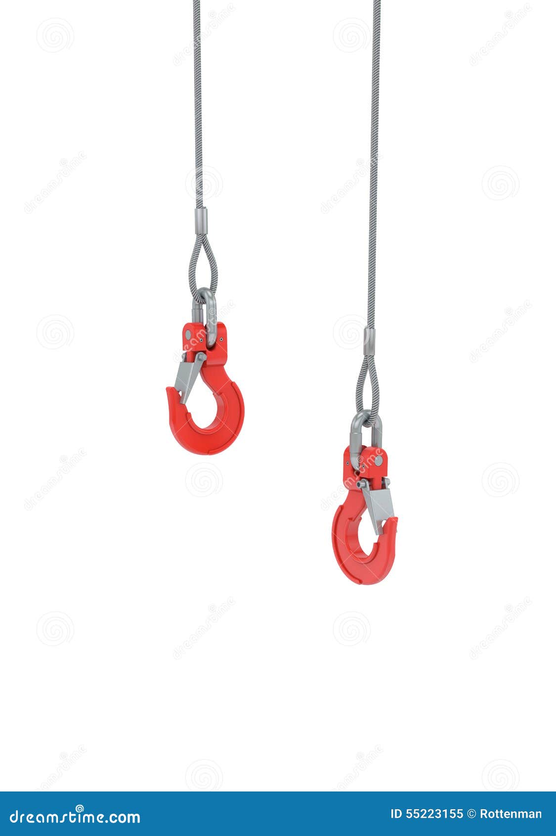 Crane Hooks on Steel Cable Isolated Stock Illustration - Illustration ...