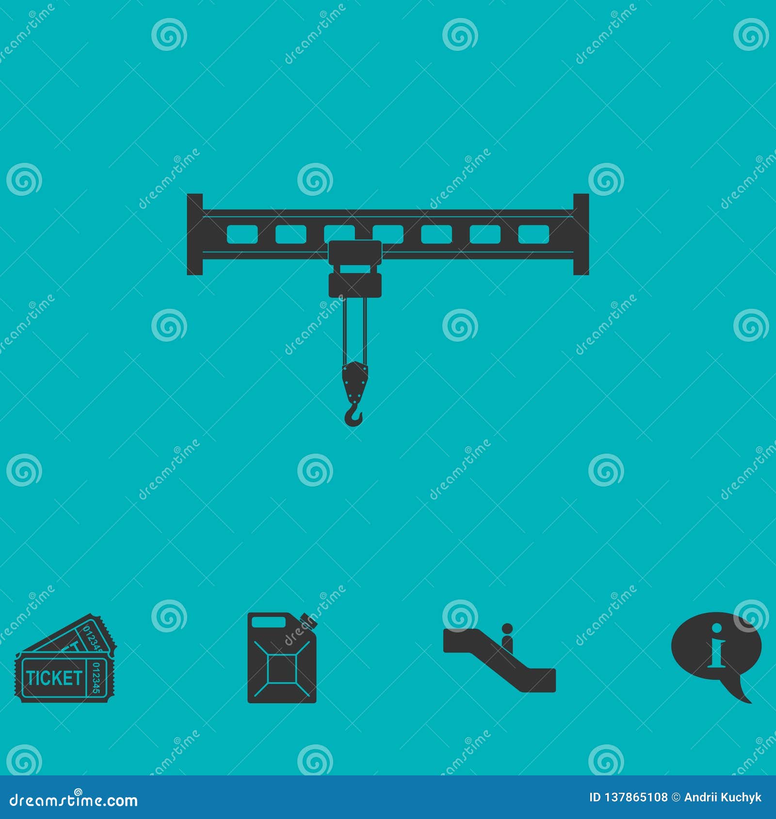 Crane icon flat stock vector. Illustration of equipment - 137865108