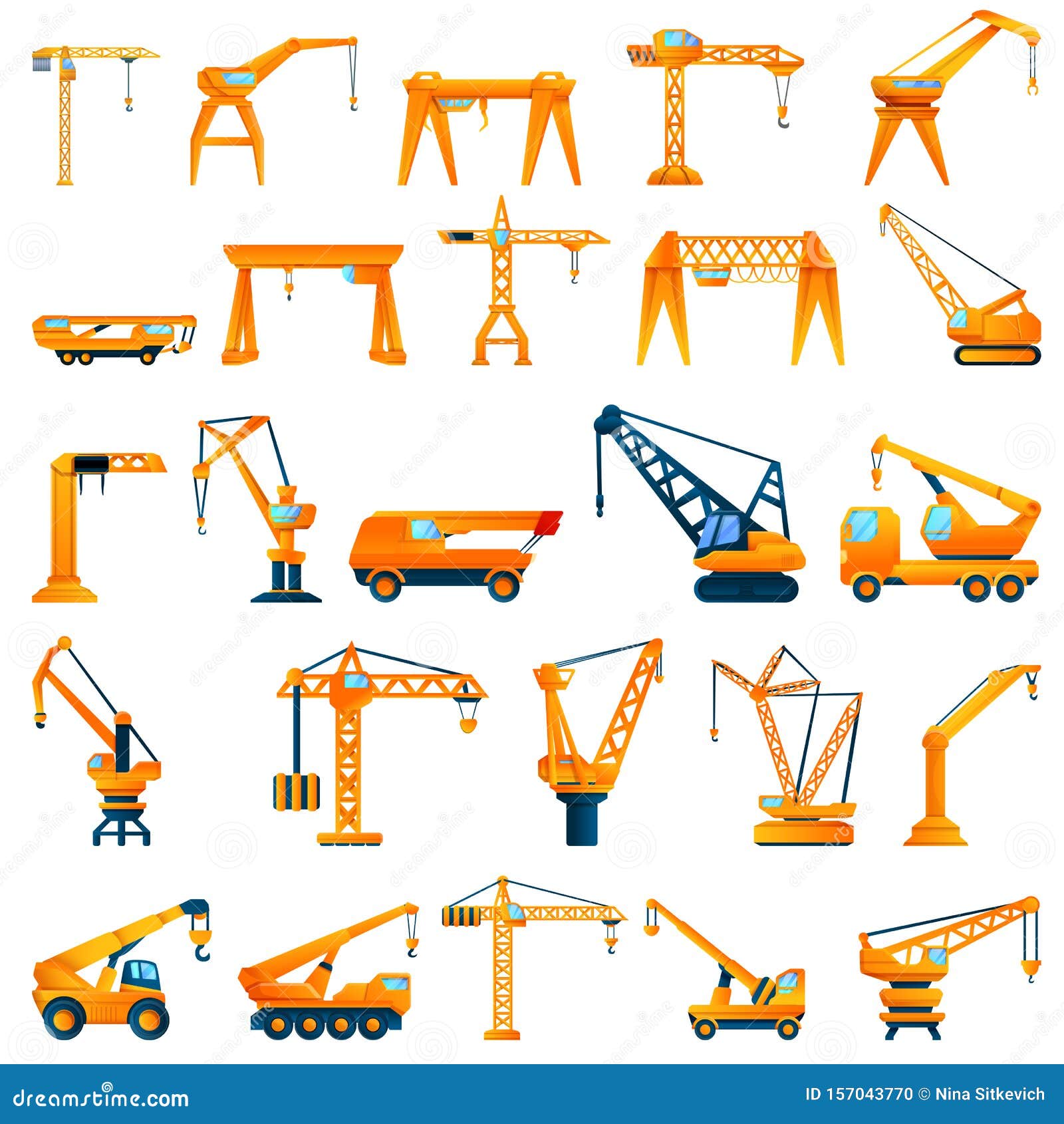 Crane Icons Set, Cartoon Style Stock Vector - Illustration of ...