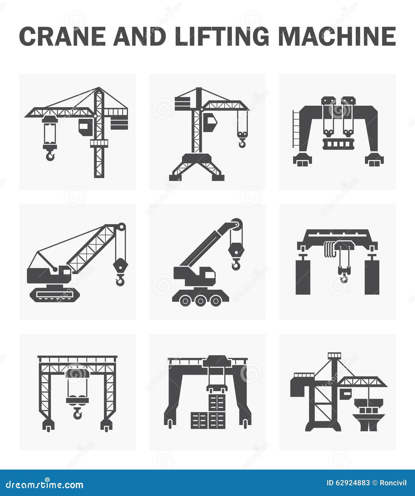 Crane icons sets stock vector. Illustration of derrick - 62924883