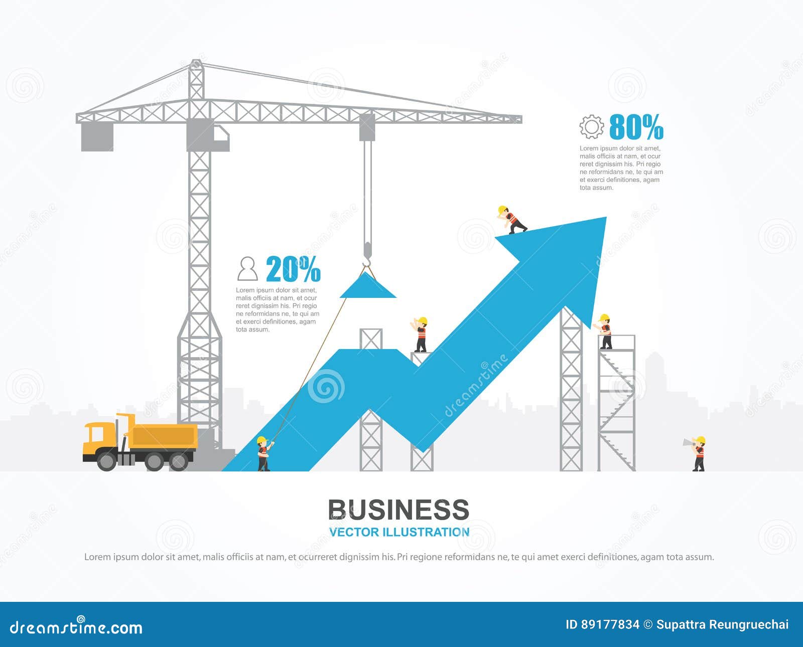 Crane And Increasing Graph. Cartoon Vector | CartoonDealer.com #89178967