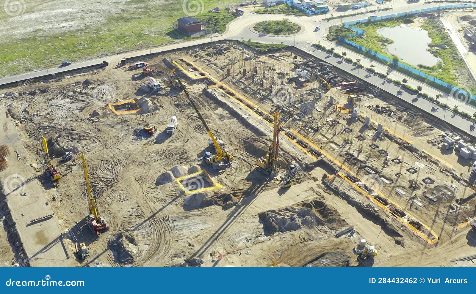 Crane, Industrial and Drone View of a Construction Site, Building ...
