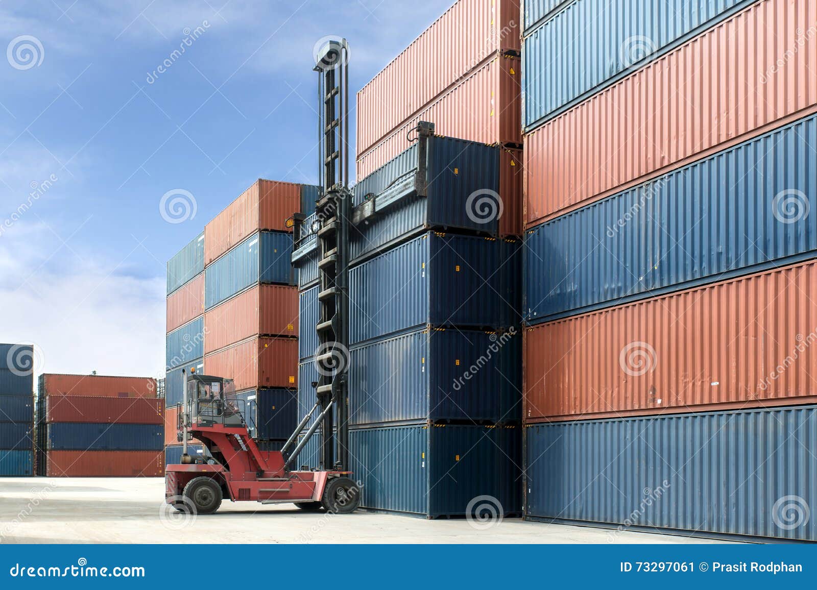 Crane Lift Up Container Box Loading To Container Depot. Stock Image ...