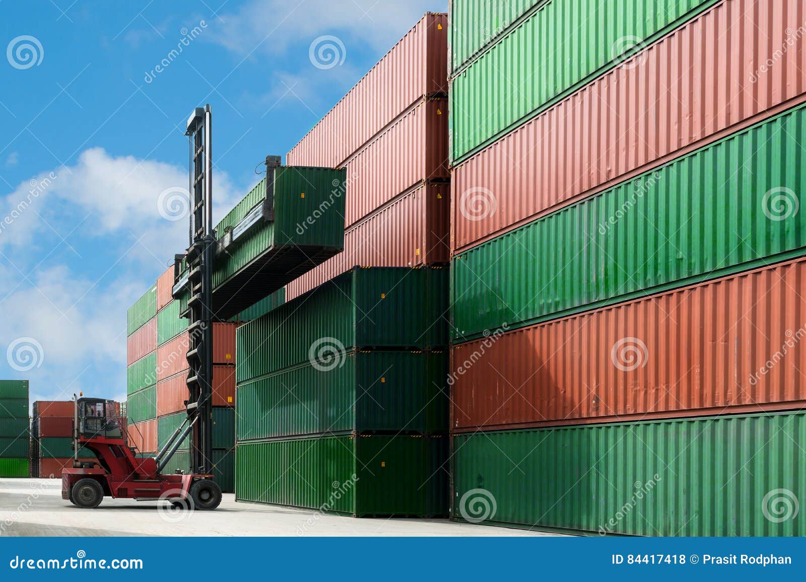 Crane Lift Up Container Box Loading To Cargo Container Depot Us Royalty ...