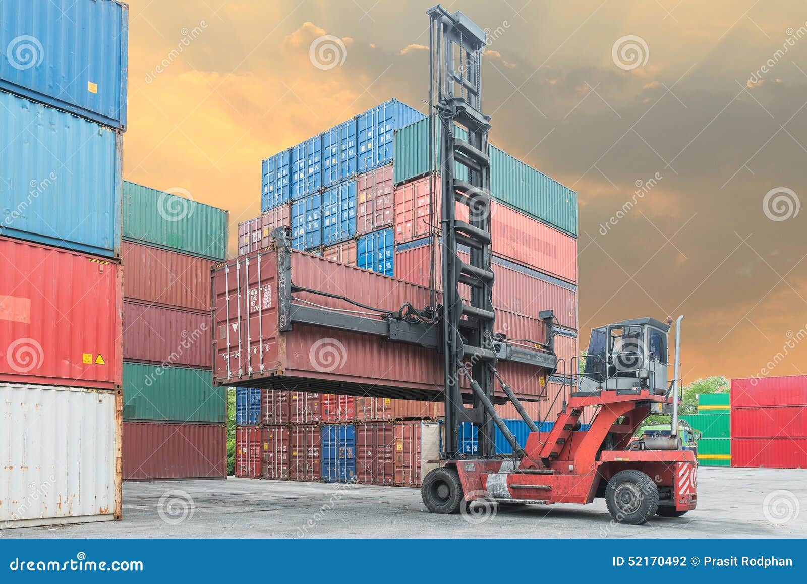 Crane Lifter Handling Container Box Loading To Depot Stock Photo ...