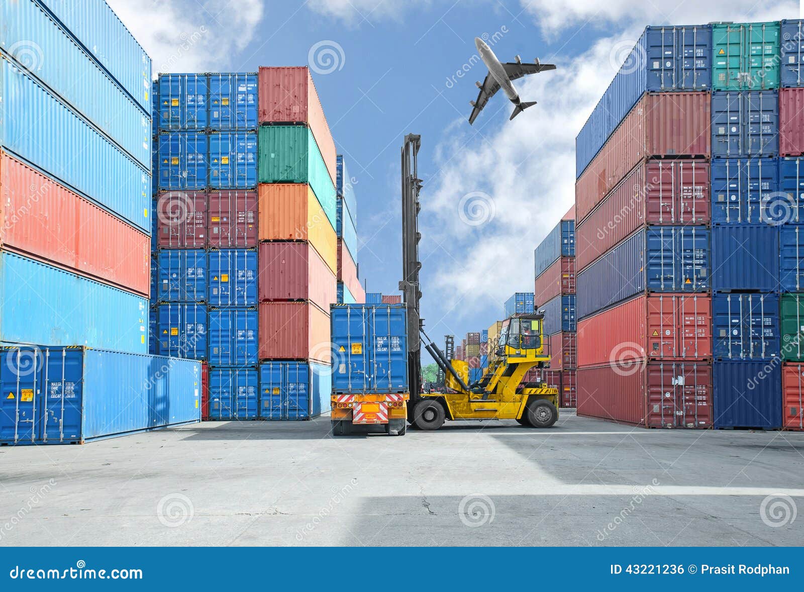 Crane Lifter Handling Container Box Loading To Truck Stock Photo ...
