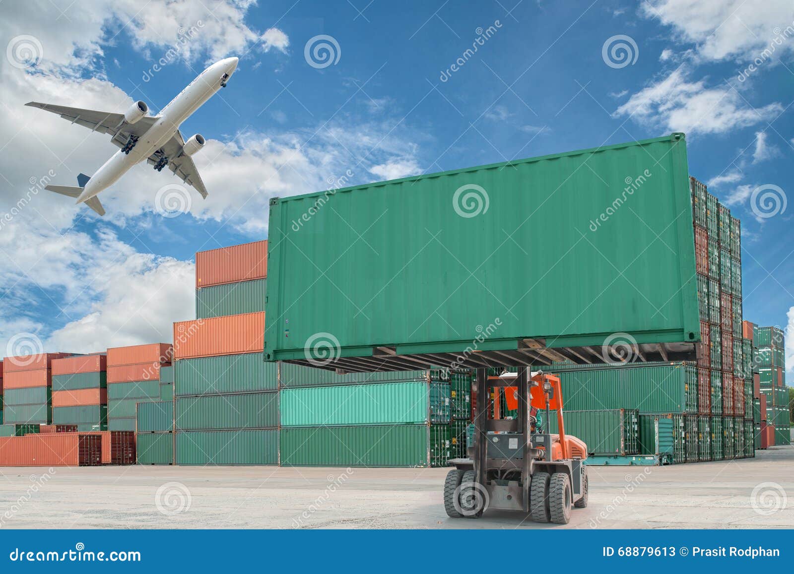 Crane Lifter Handling Container Box Loading To Truck Stock Image ...