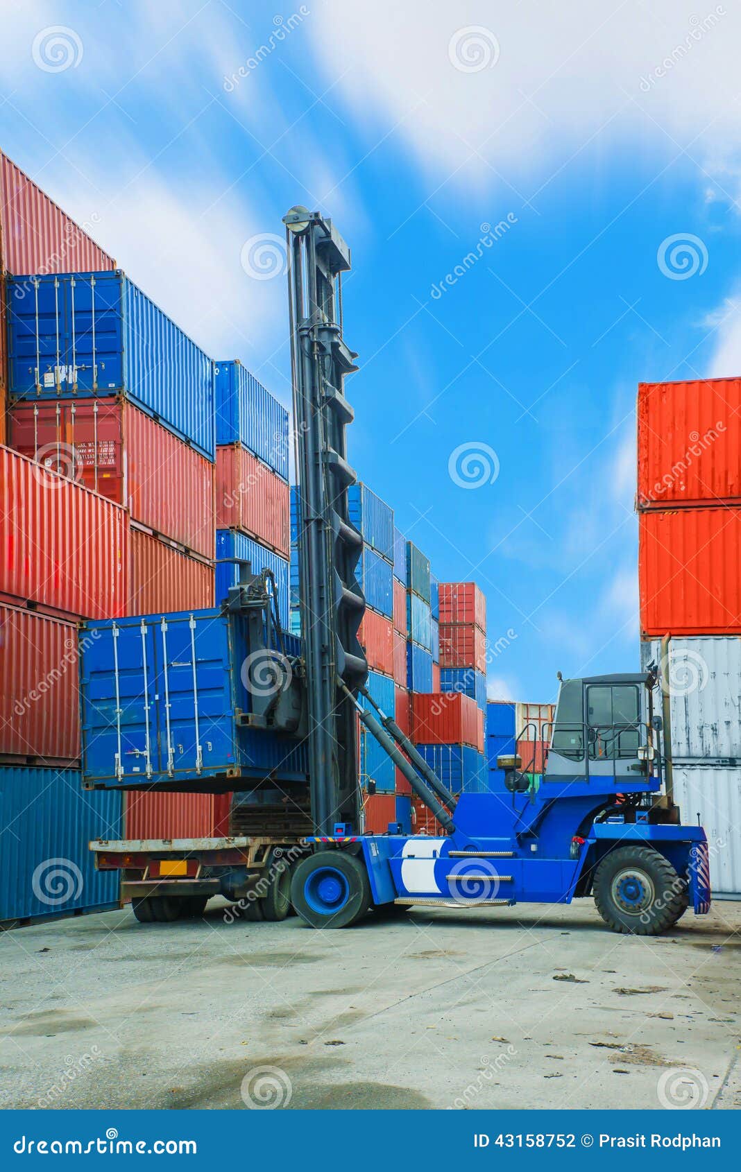 Crane Lifter Handling Container Box Loading To Truck Stock Photo ...