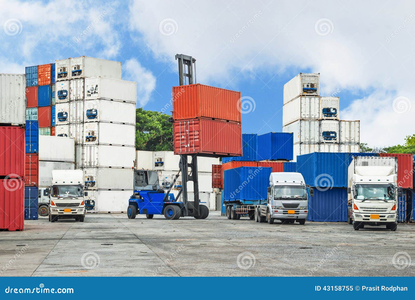 Crane Lifter Handling Container Box Loading To Truck Stock Image ...