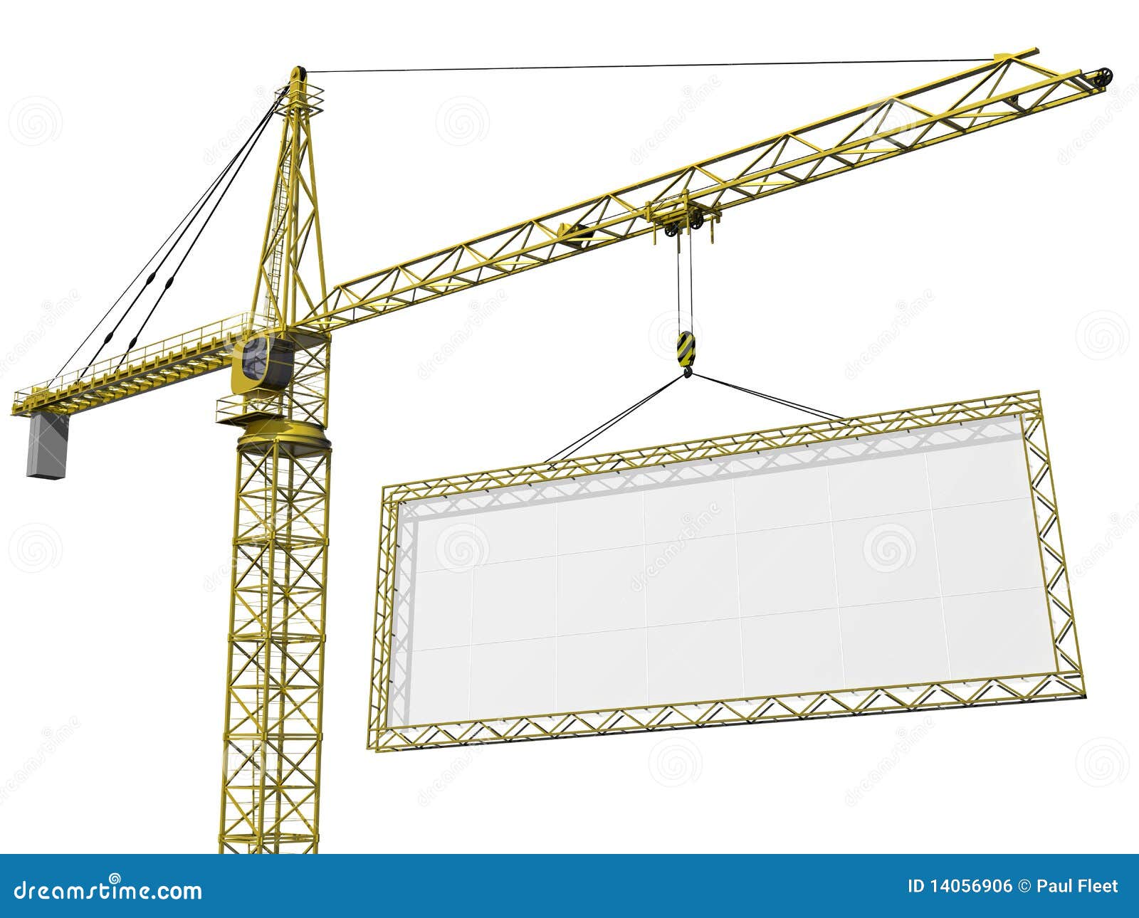 Crane lifting blank sign stock illustration. Illustration of display ...