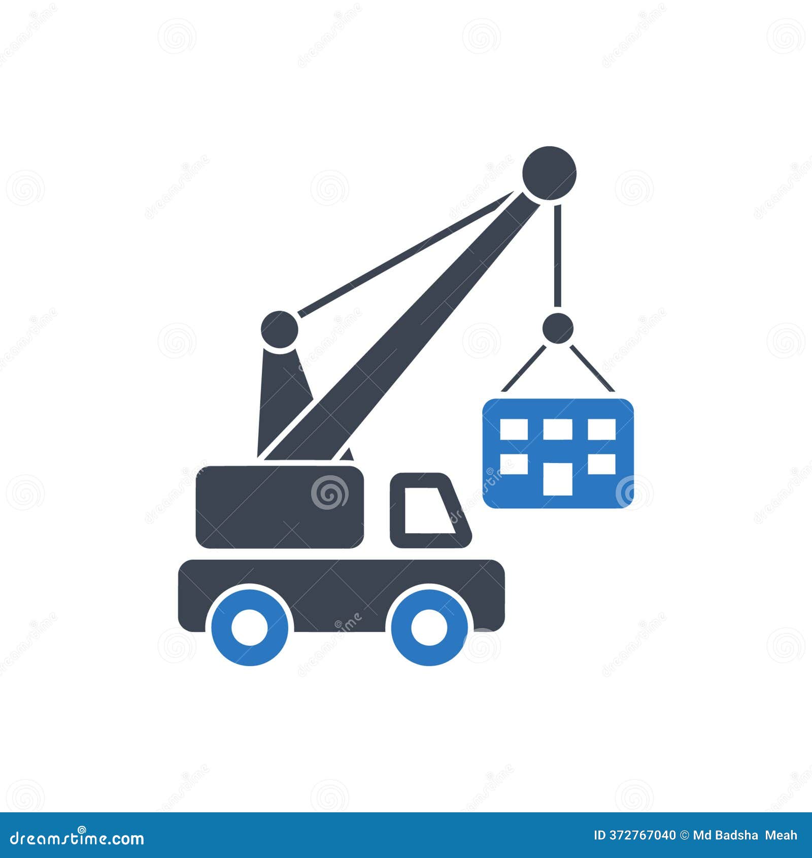 Crane Is Lifting A Precast Concrete Wall Panel. Building And ...