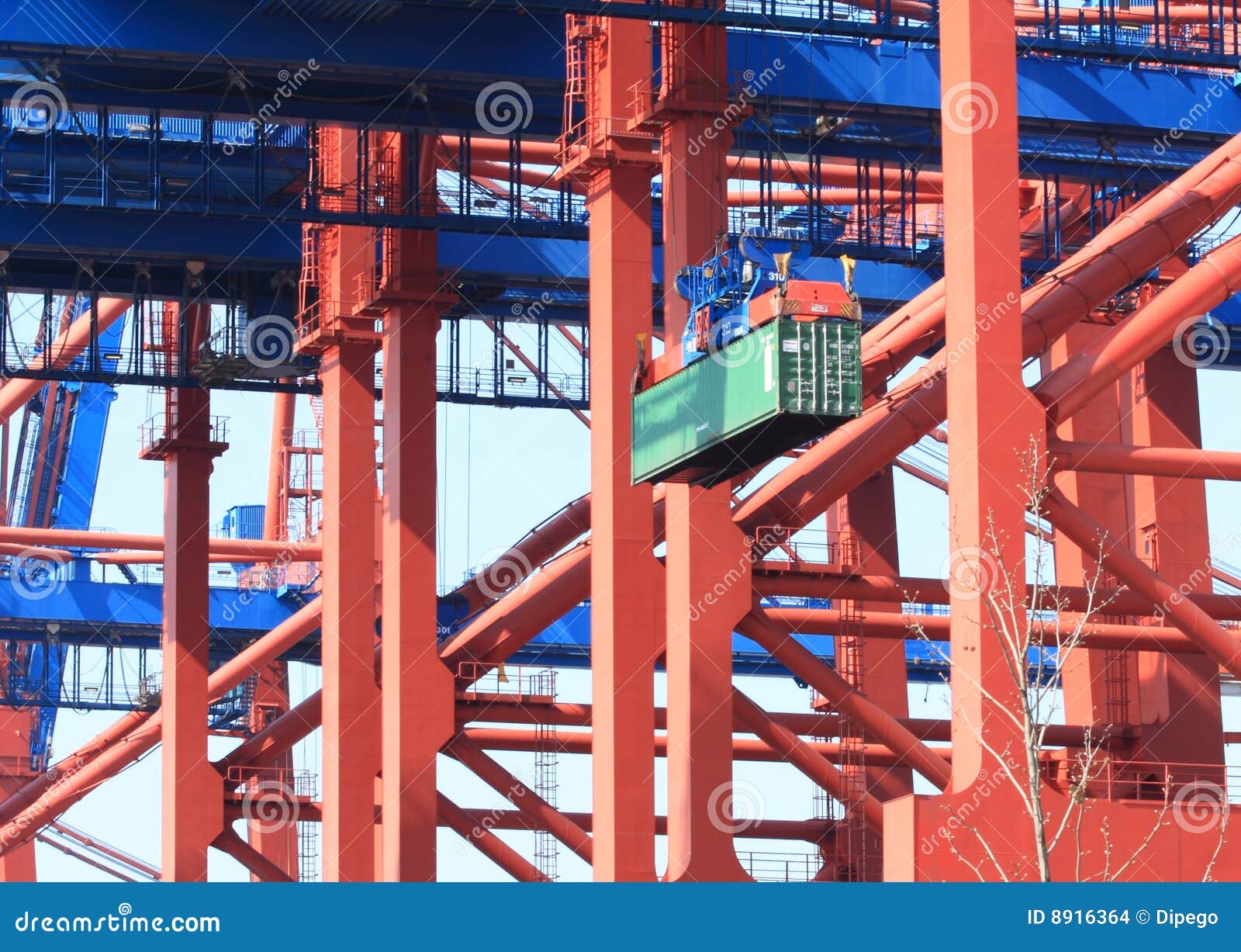 Crane Lifting Cargo Container Stock Photo - Image of carrier ...