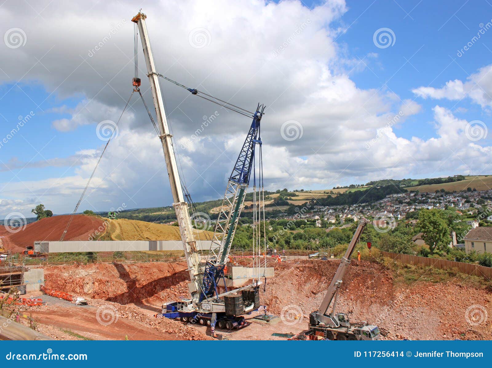Crane Lifting A Concrete Bridge Beam Royalty-Free Stock Image ...