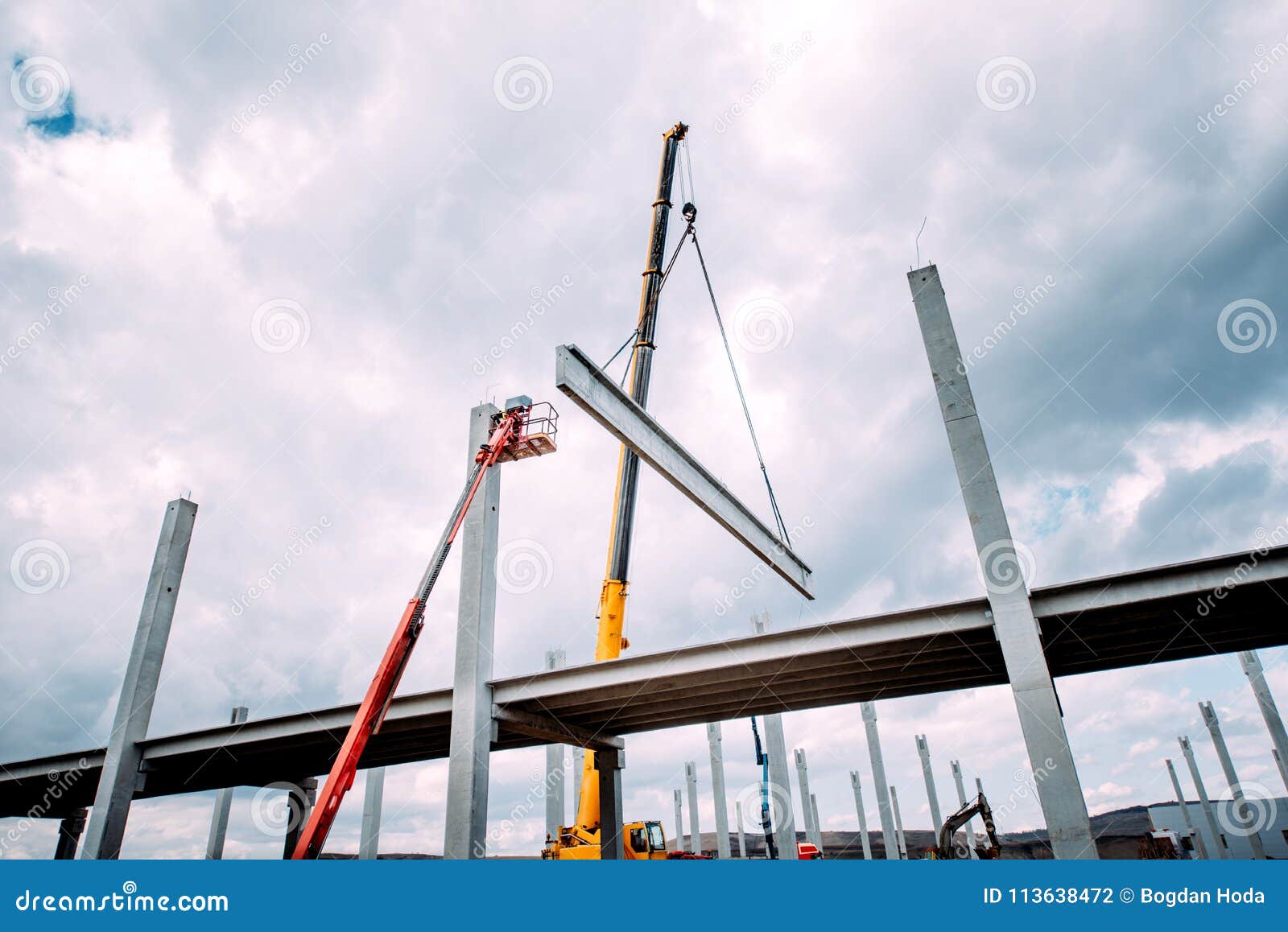 Crane Lifting Concrete Frameworks, Shutterings And Heavy Prefabricated ...