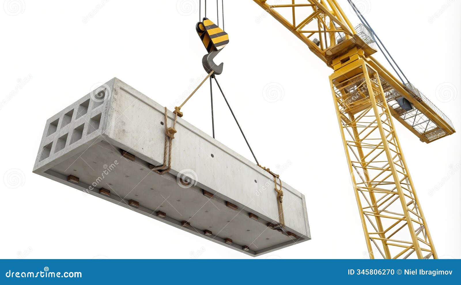 Crane Lifting Concrete Slab at Construction Site: Modern Engineering in ...