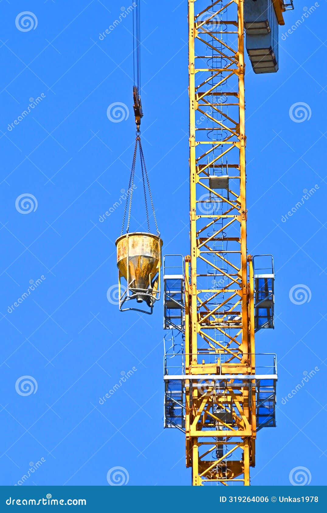 Crane Lifting Cone Tank for Cement Stock Photo - Image of equipment ...