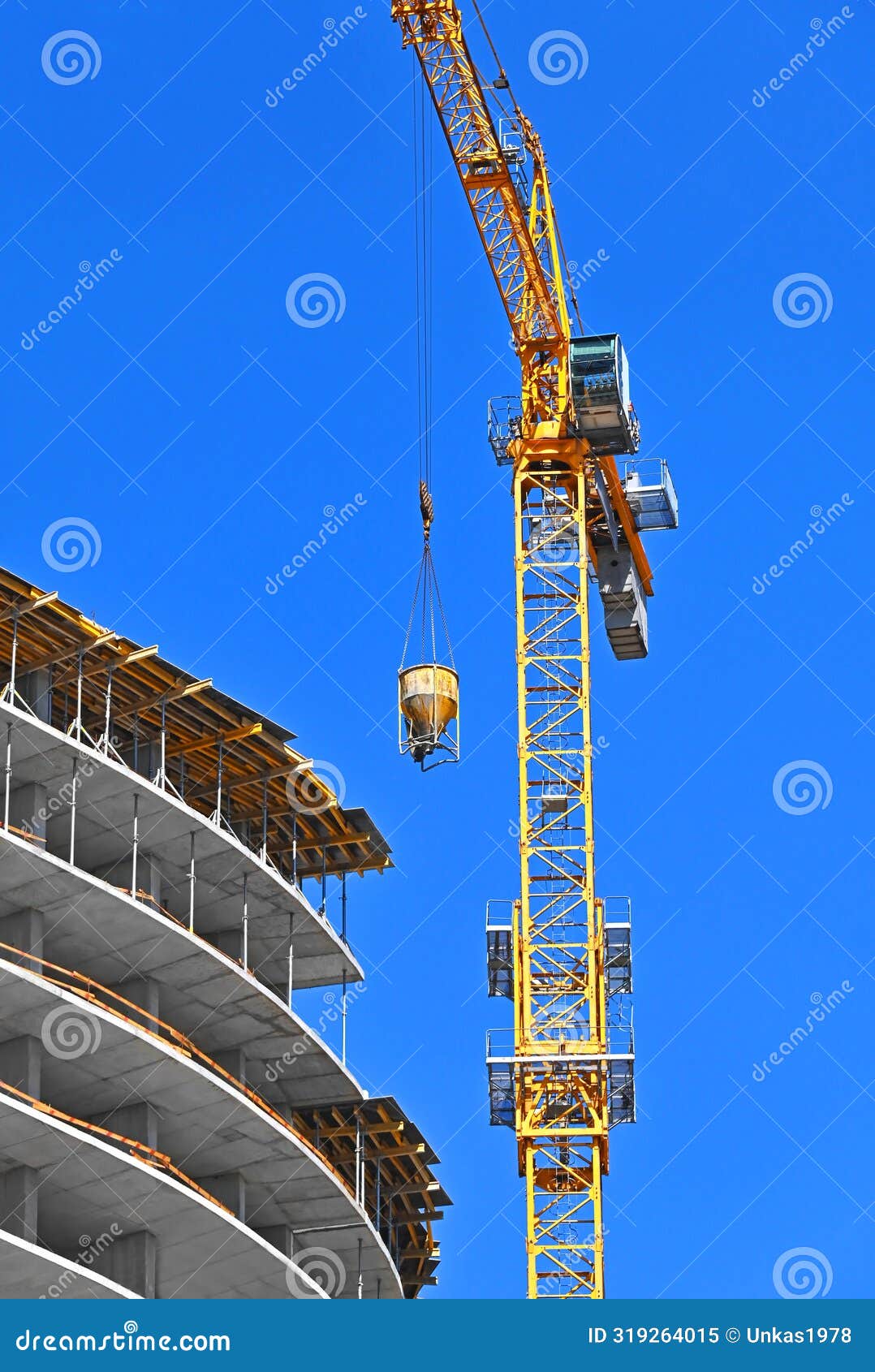 Crane Lifting Cone Tank for Cement Stock Image - Image of realestate ...