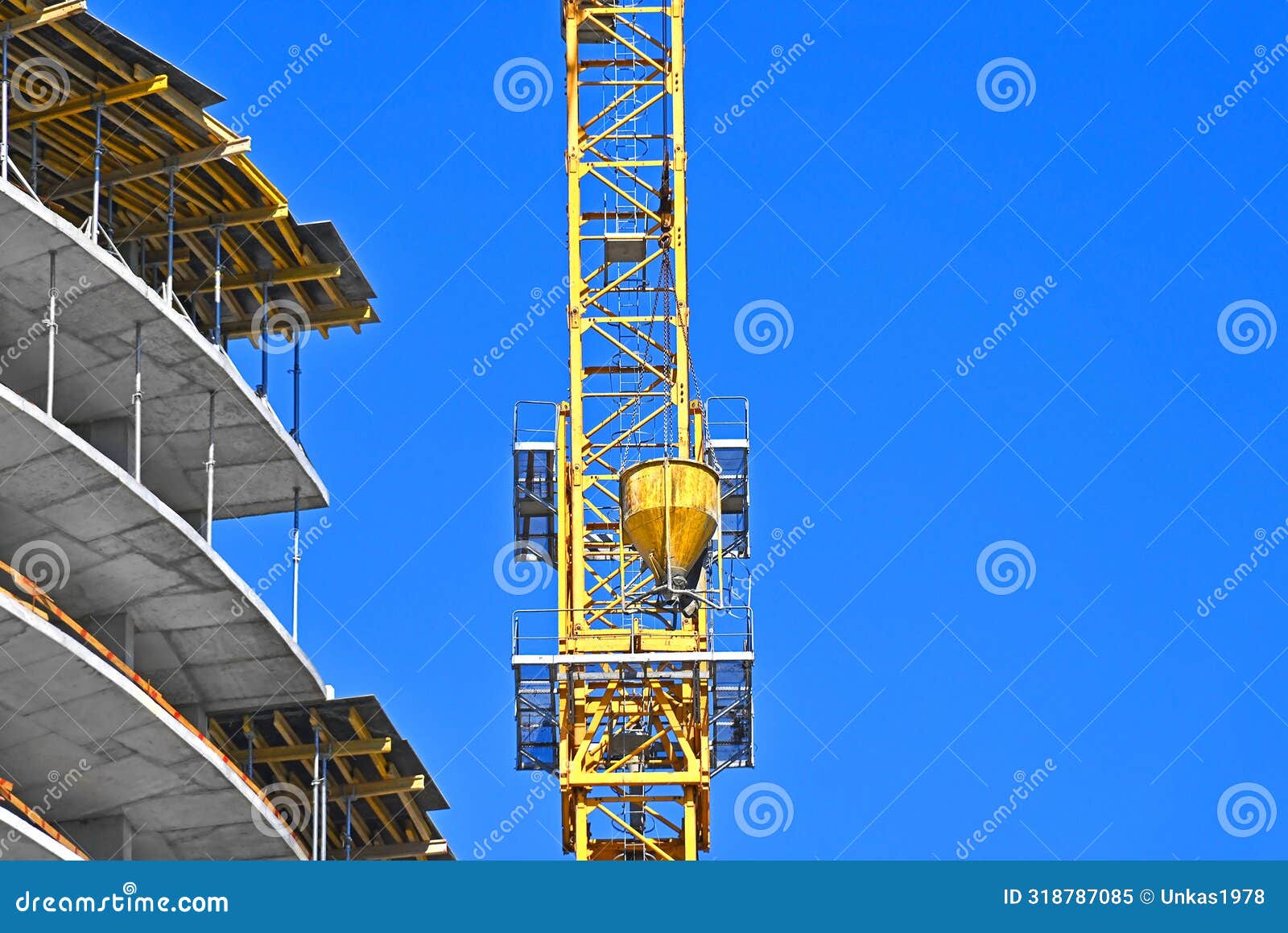 Crane Lifting Cone Tank for Cement Stock Image - Image of monolithic ...