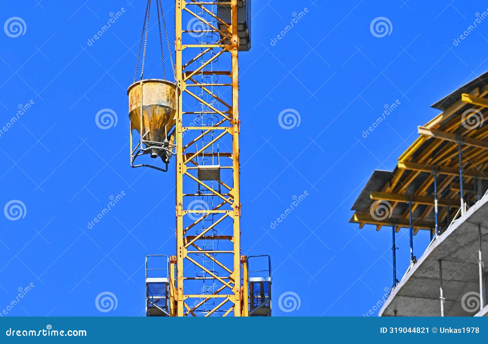 Crane Lifting Cone Tank for Cement Stock Image - Image of concrete ...