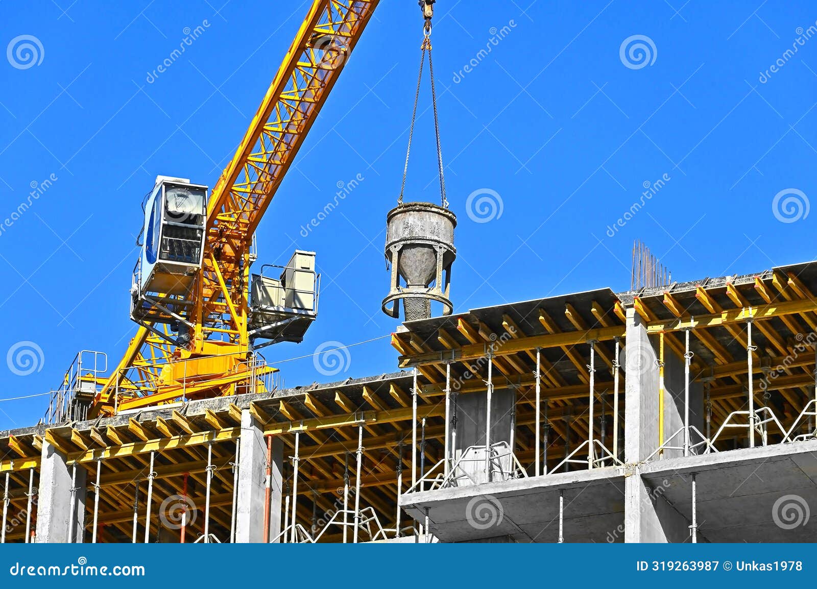 Crane Lifting Cone Tank for Concrete Stock Image - Image of high ...